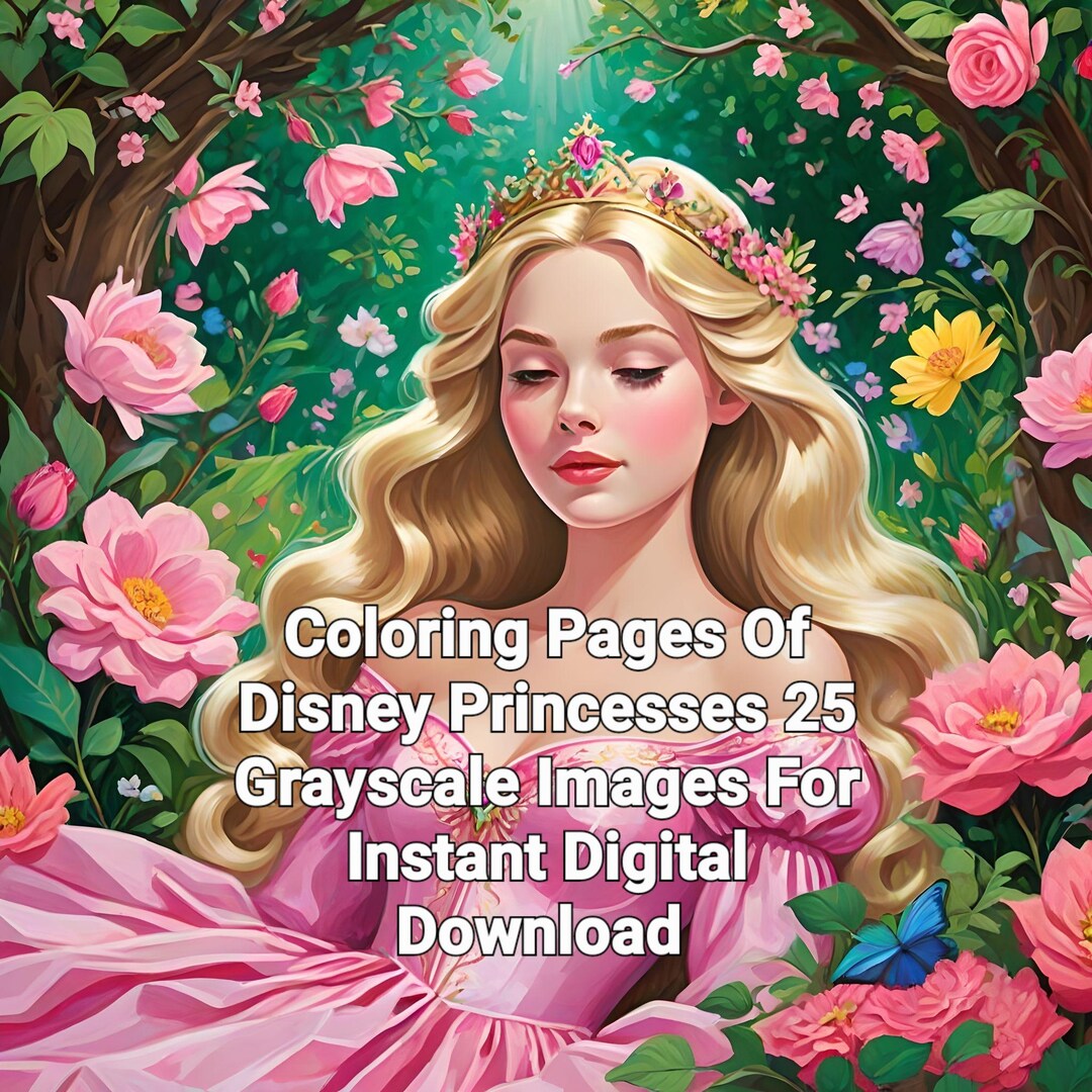 Coloring Pages of Disney Princesses 25 Grayscale Images Instant ...