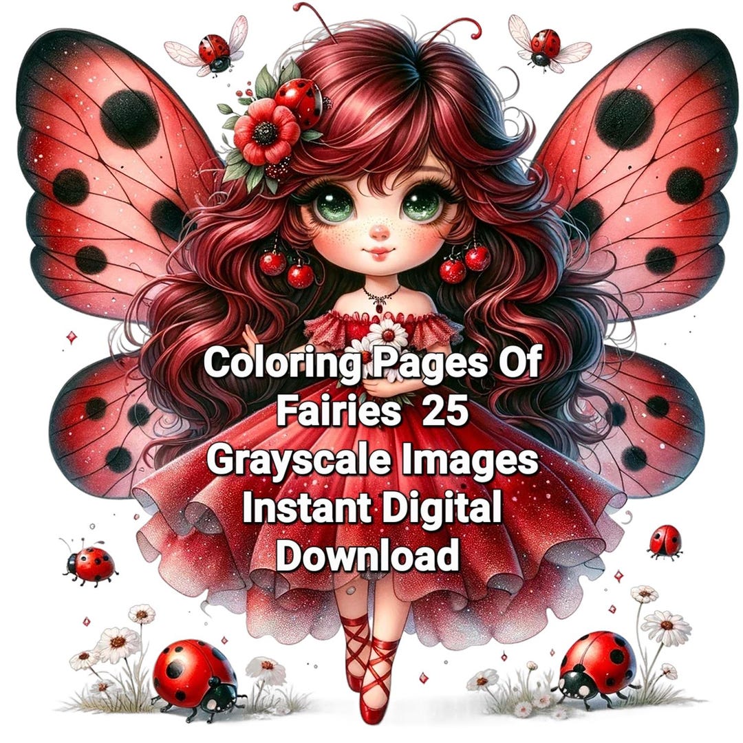 Coloring Pages of Fairies 25 Grayscale Images Instant Download ...