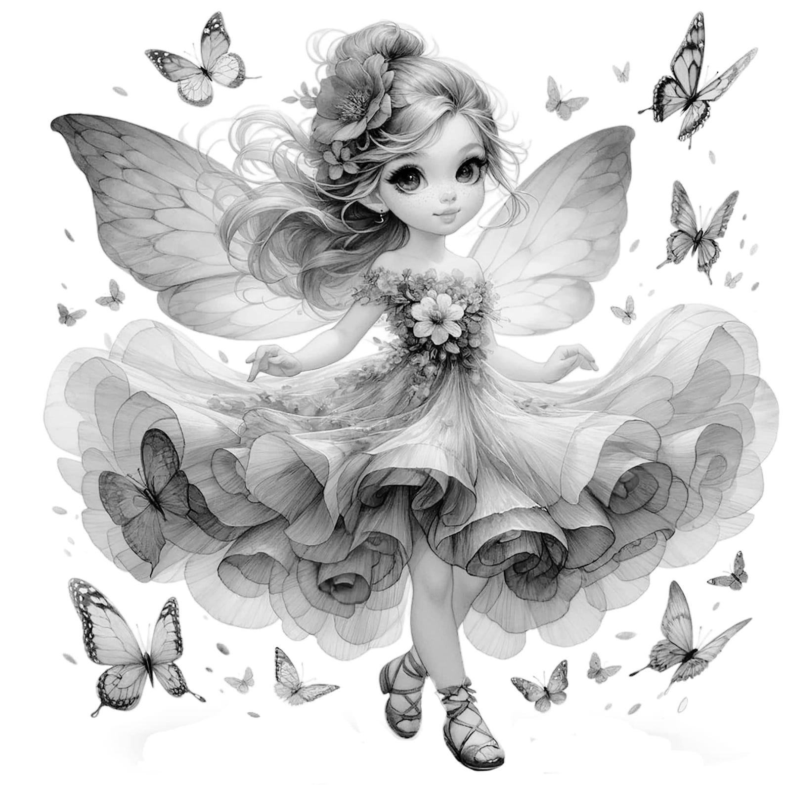 Coloring Pages of Fairies 25 Grayscale Images Instant Download ...