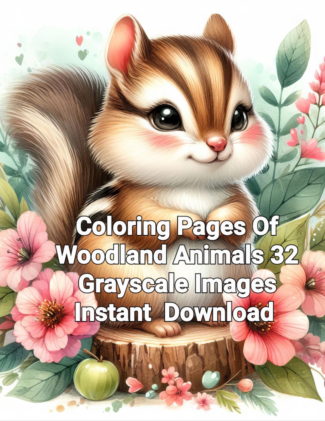 Woodland Animals Coloring Pages: 18 Grayscale Images (digital Download ...