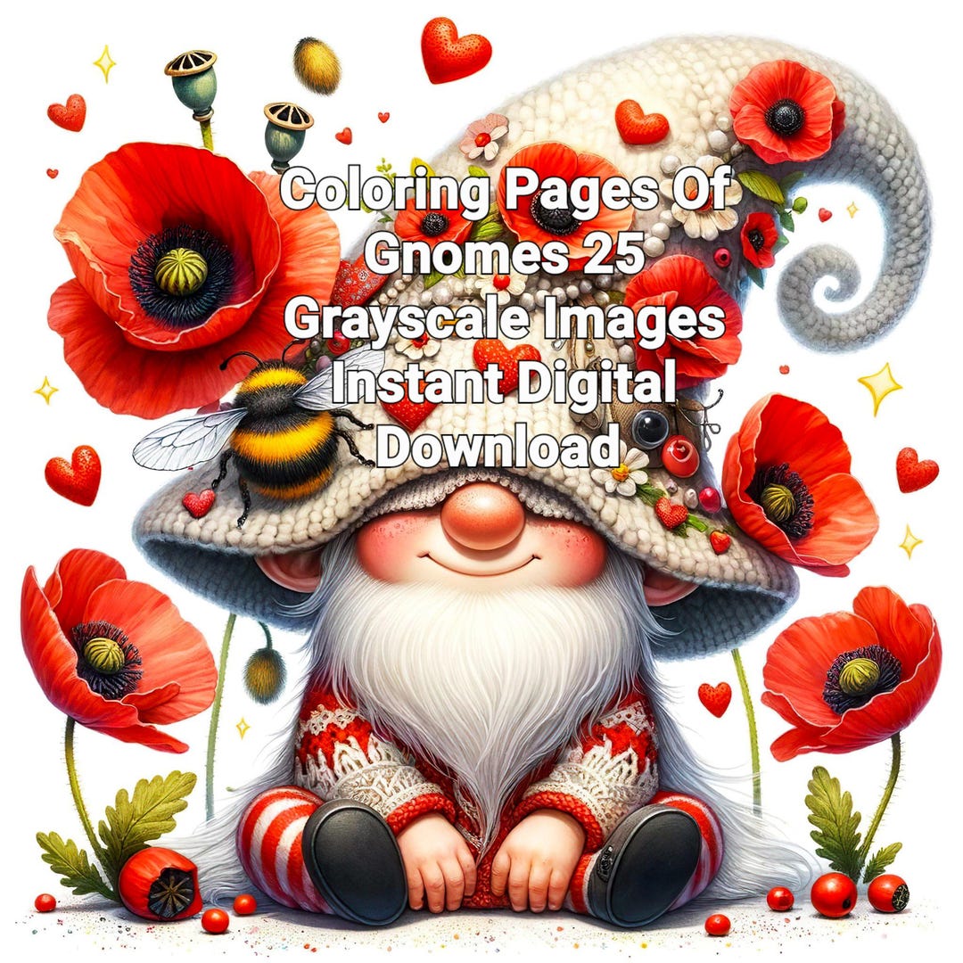 Coloring Pages of Gnomes 25 Grayscale Images Instant Download. Coloring ...