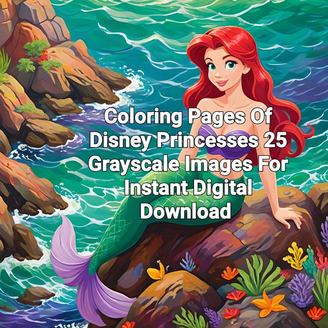 Disney Princesses Coloring Pages, 25 Grayscale Images (digital Download ...