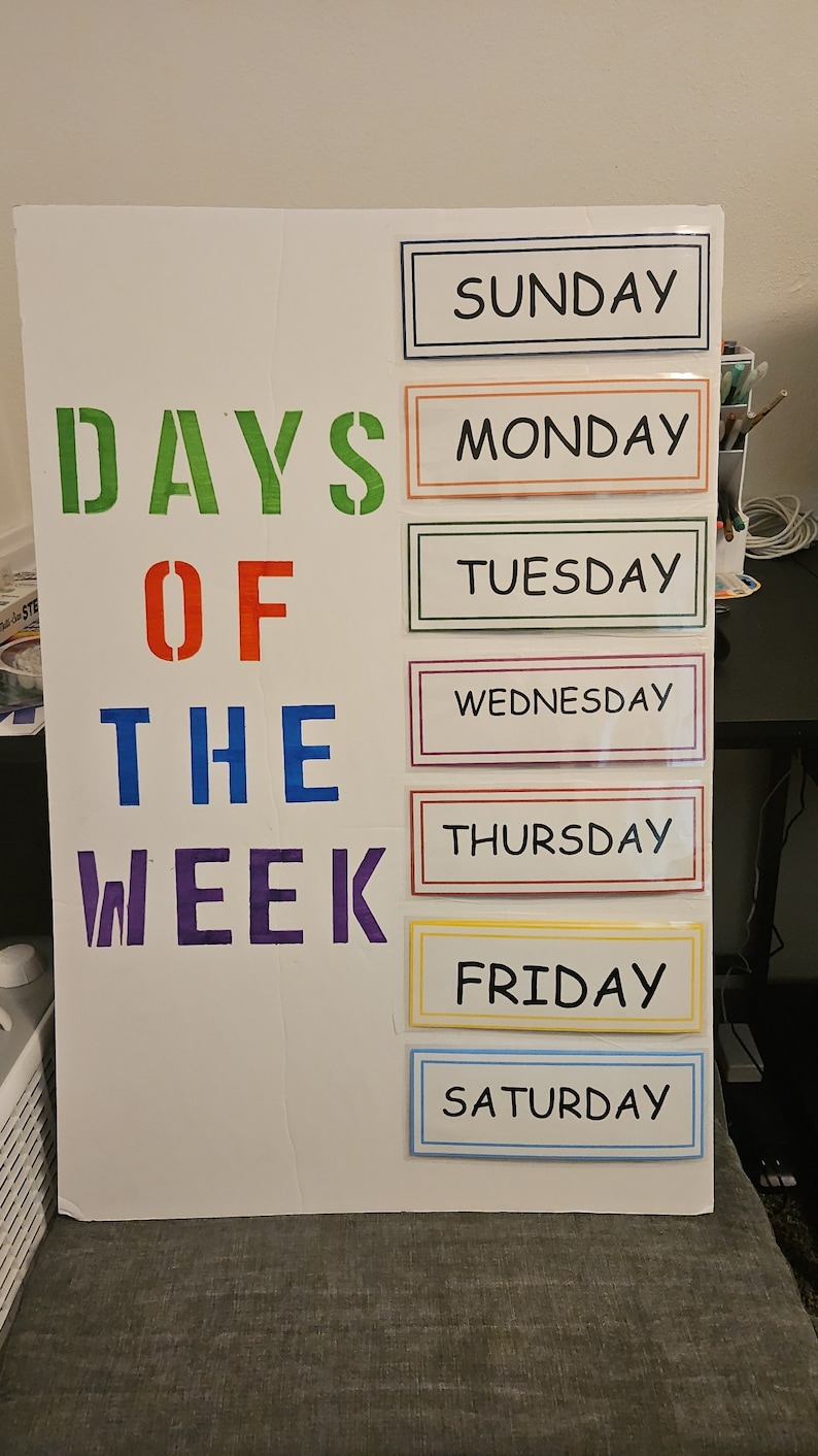 Days of the Week Learning Board for Preschool & Daycare - Etsy