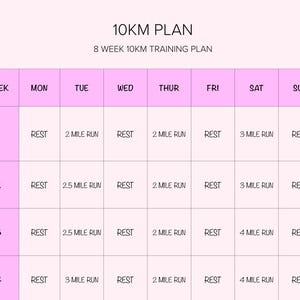 Set of 10km Training Plans in 5 Colors - Etsy