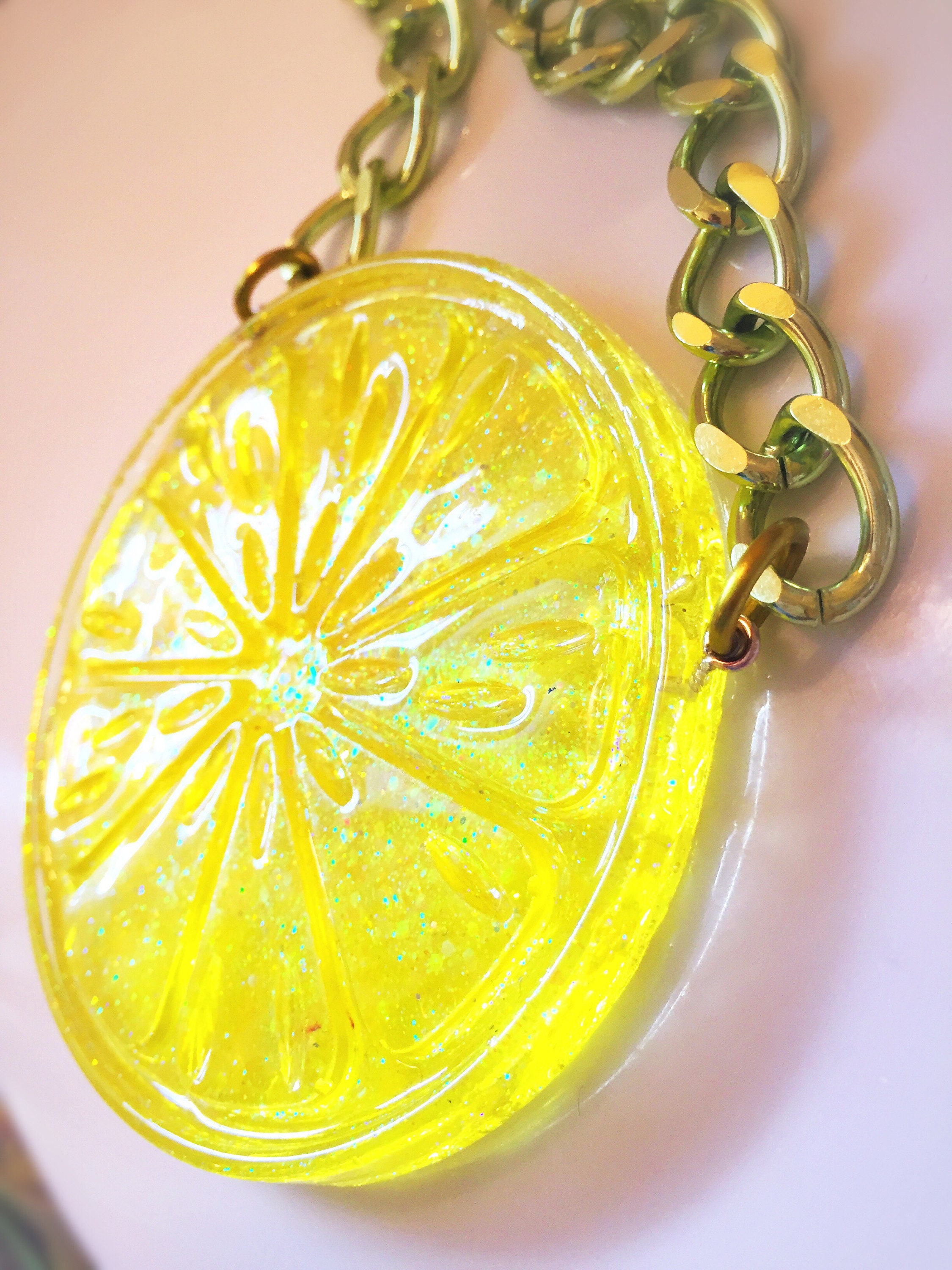 Collar de frutas collar de limón collar de resina joyería - Etsy México