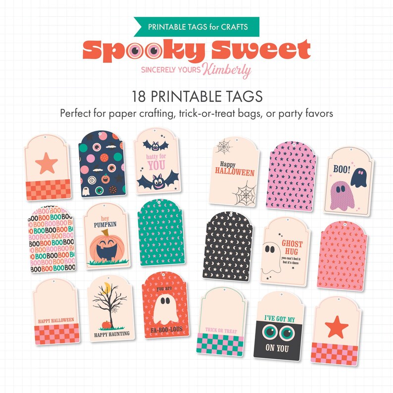 Spooky Sweet Halloween Tags: Printable Trick or Treat Designs (PDF ...