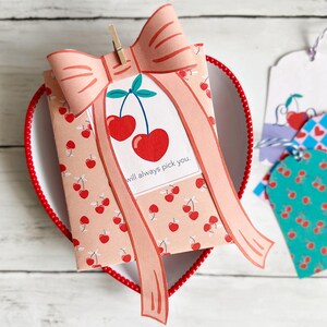 Cherry Sweet Valentine's Day Printable Treat Bag and 3D Bow Paper ...
