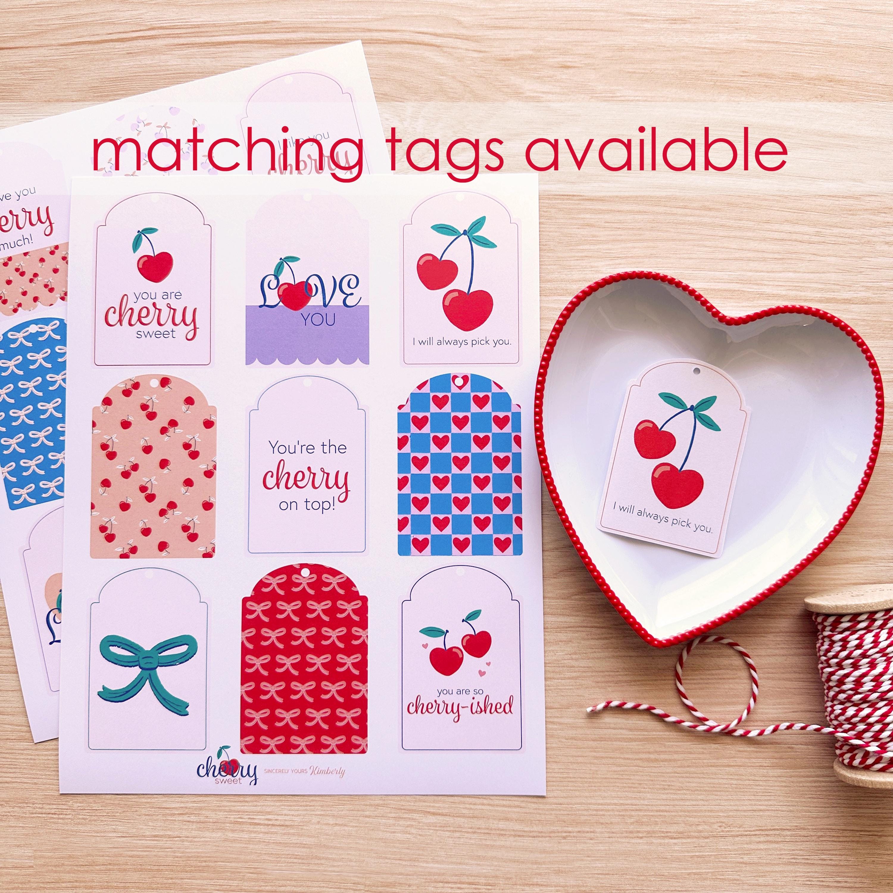Cherry Sweet Valentine's Day Printable Treat Bag and 3D Bow Paper ...