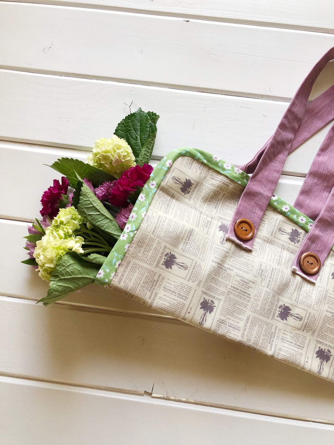Flower Tote Downloadable Pattern Sewing Pattern for Tote to Carry ...