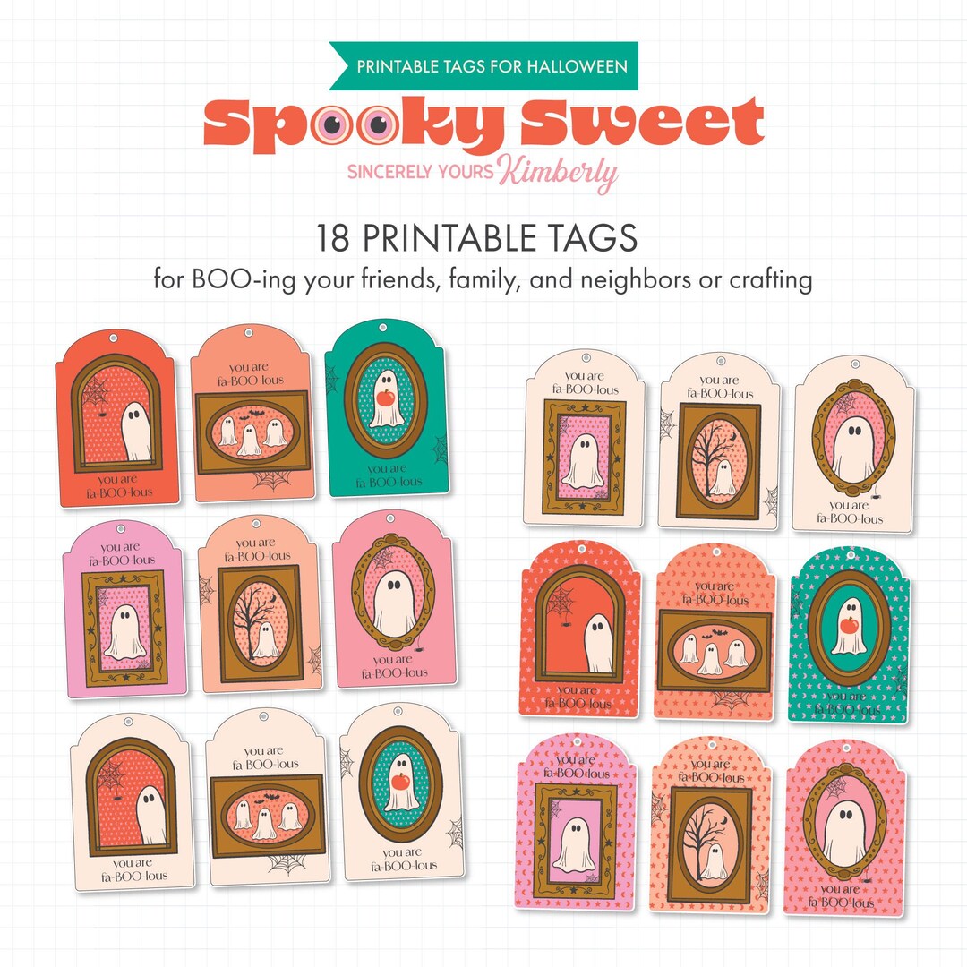 Printable Halloween Ghost Tags: Fa-boo-lous Treat Bag Labels (digital ...