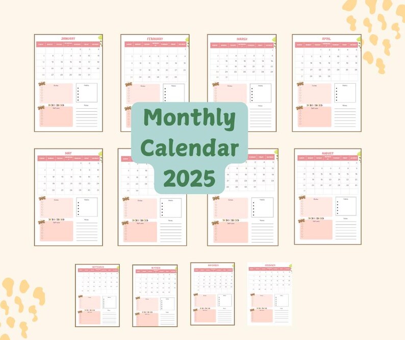 2025 Calendar 2025 Monthly Planner Elegant Monthly Calendar A4 Letter ...