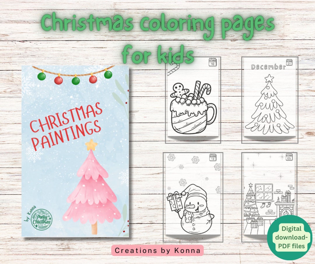 Cute Christmas Coloring Book, Christmas Printed Coloring Book ...