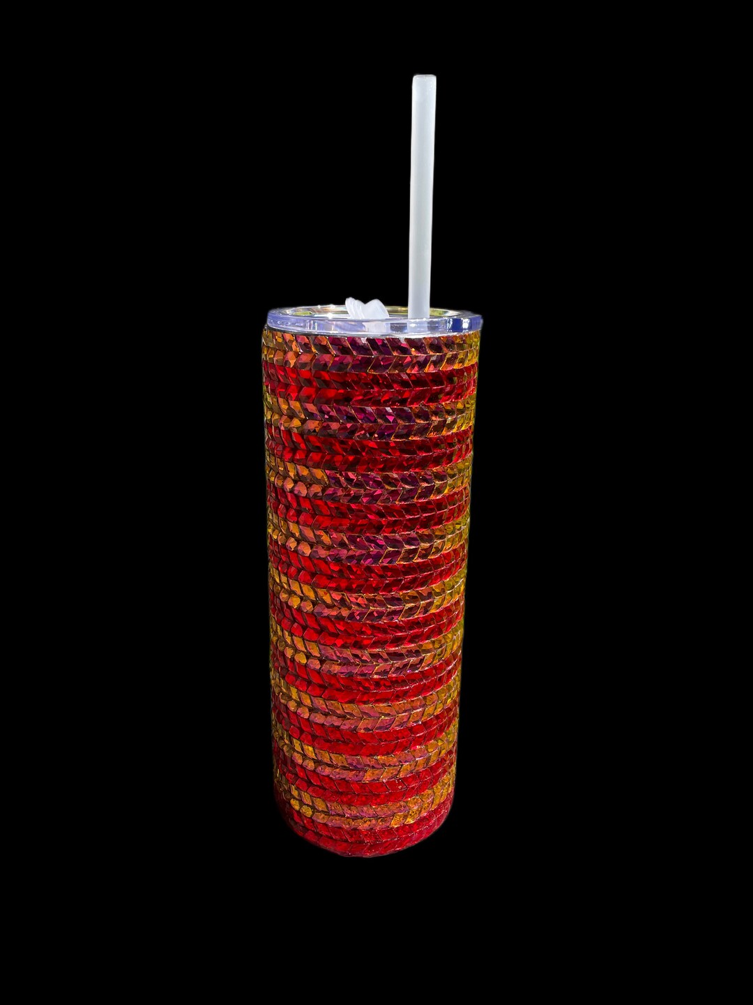 Rhinestone Tumbler/ Hot Pink and Red Crystal/ Glass/ Herringbone ...