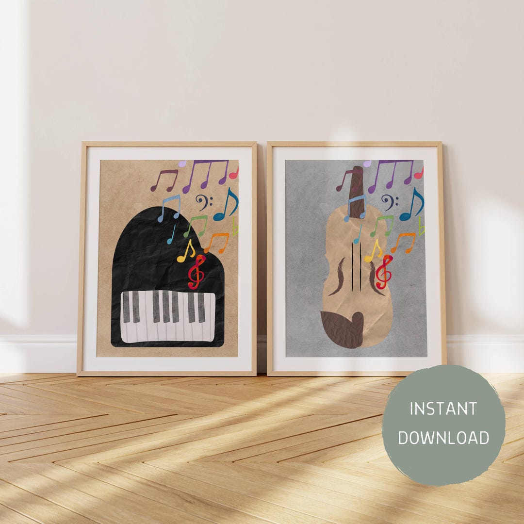 Piano Print,violin Printable Music Wall Art,music Posters,kids Room ...