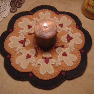 Ginger Familygingerbread Man Primitive Penny Rug/candle Mat DIGITAL ...