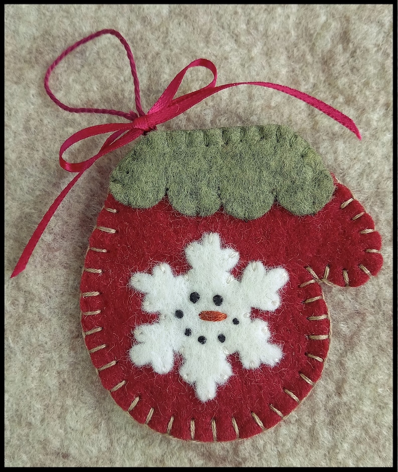Mini Mittens/wool Applique Christmas Ornaments, Ornies /winter MAILED ...