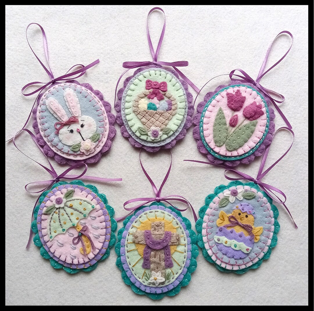 Happy Easter/spring Wool Applique Ornaments, Ornies /MAILED PAPER ...