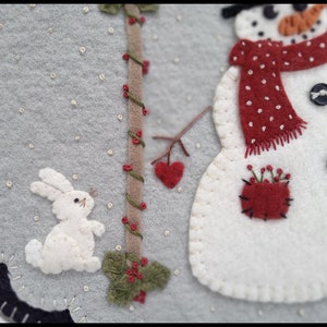 Winter Wonderland~christmas/winter Snowman~ Penny Rug/wool Applique ...