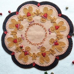 Ginger Family~gingerbread Man Primitive Penny Rug/candle Mat DIGITAL ...