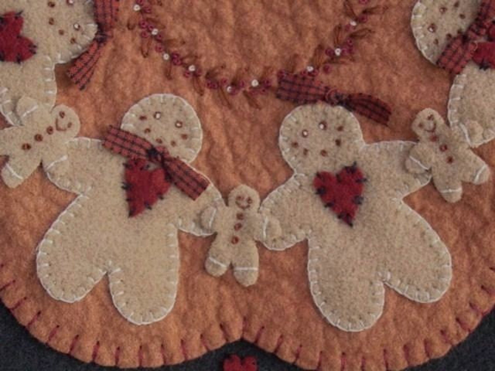Ginger Familygingerbread Man Primitive Penny Rug/candle Mat - Etsy