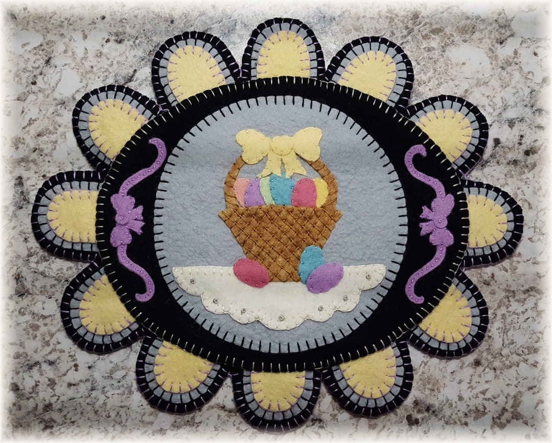A Tisket A Tasket~easter Basket Penny Rug Table Mat MAILED PATTERN - Etsy