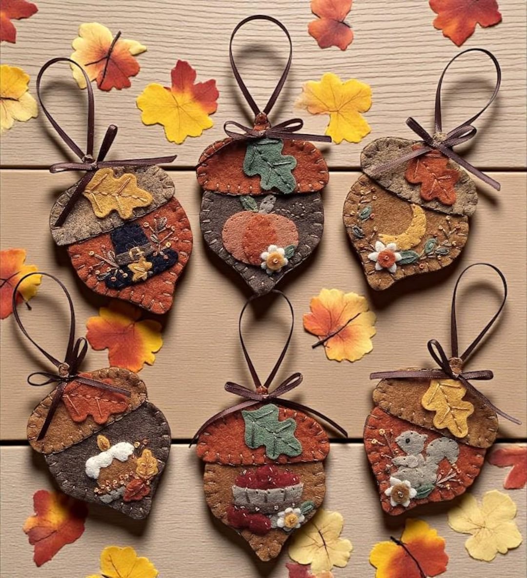 Magical Fall~ Autumn Wool Applique Ornaments, Ornies DIGITAL DOWNLOAD ...
