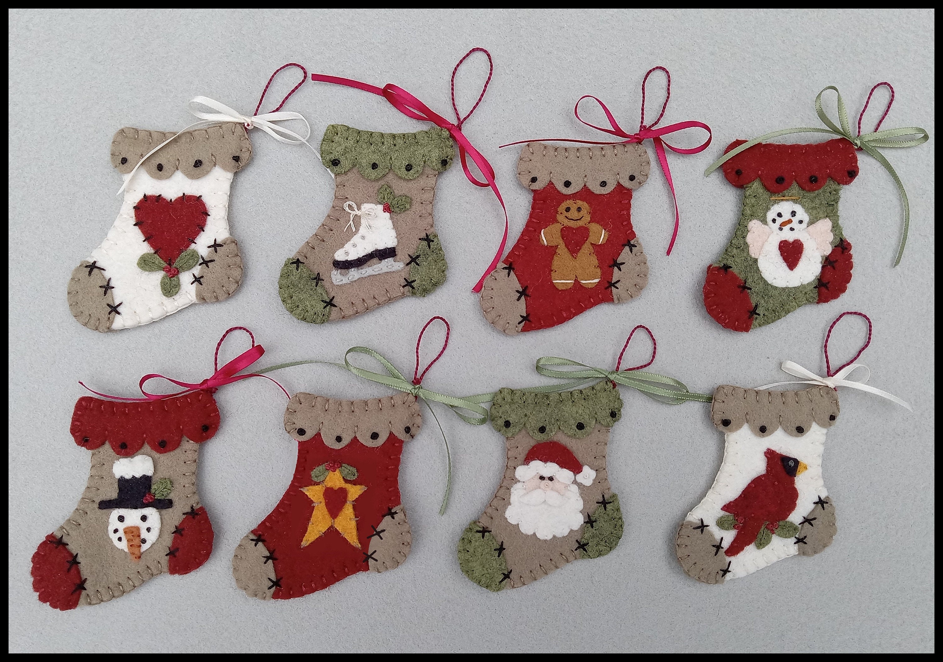 Mini Stockings/wool Applique Christmas Ornaments, Ornies /winter ...