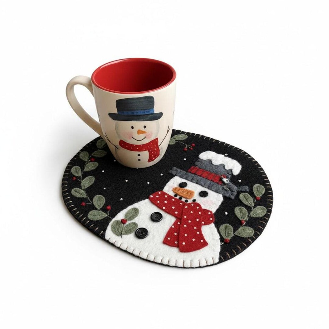 Let It Snow!~snowman Mini Candle Mat/mug Rug DIGITAL PATTERN - Etsy