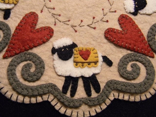I Love Ewe~hearts & Sheep Penny Rug/candle Mat/shelf Pillow DIGITAL ...