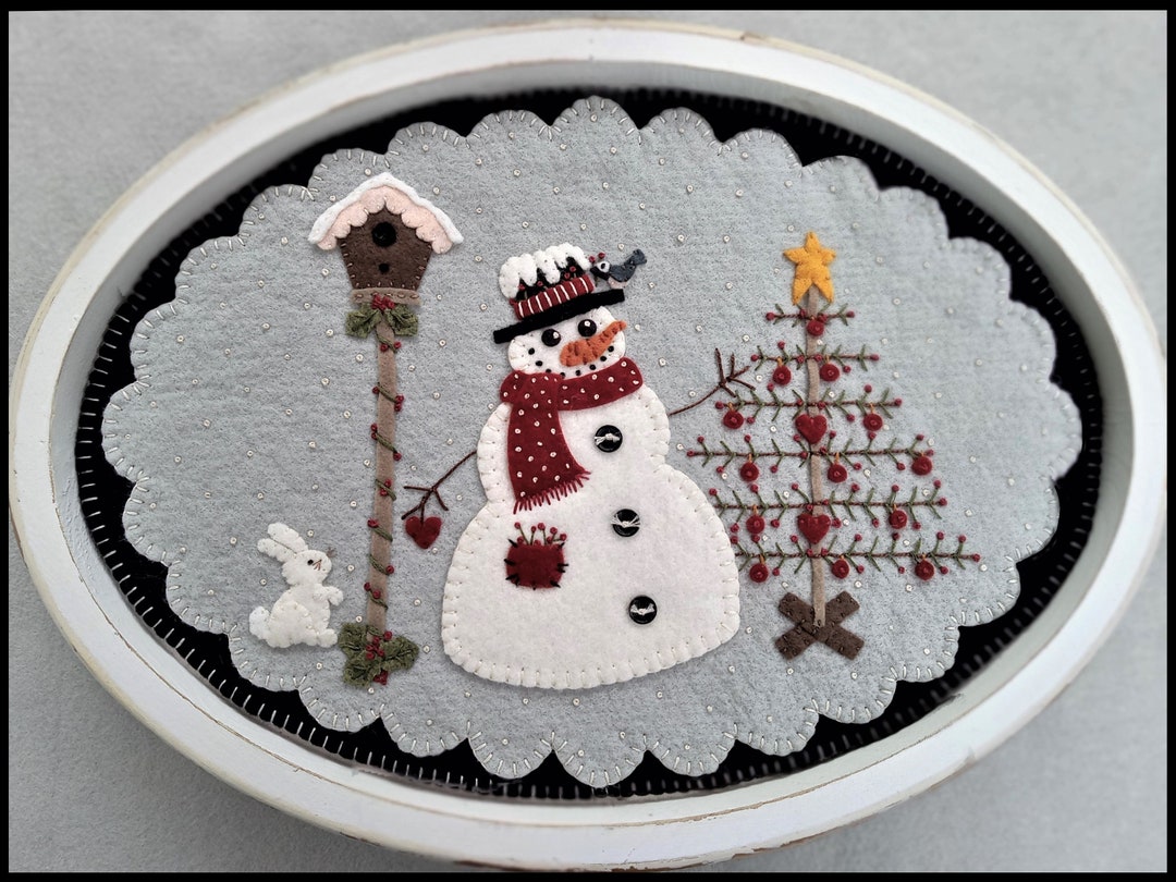 Winter Wonderlandchristmas Snowman Penny Rug/wool Applique Table Mat ...