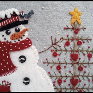 Winter Wonderland~christmas/winter Snowman~ Penny Rug/wool Applique ...