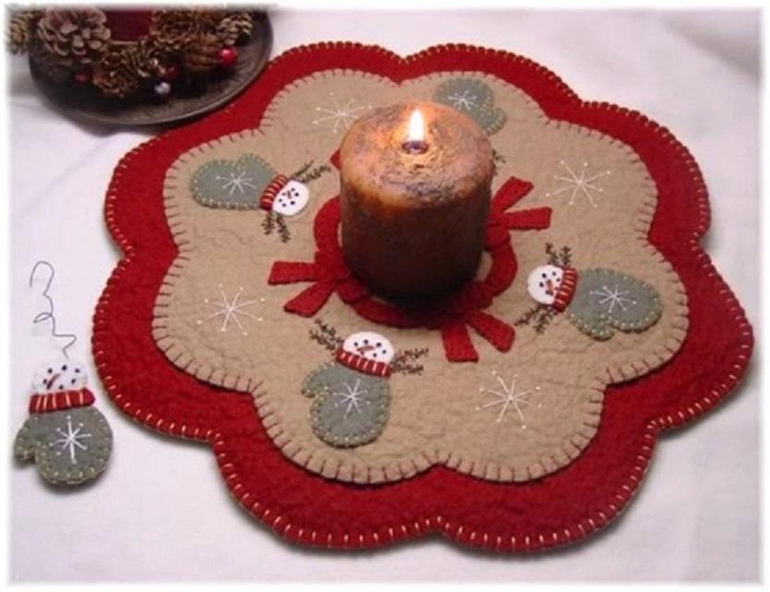 Snow Mittens~snowman Candle Mat/penny Rug DIGITAL PATTERN - Etsy