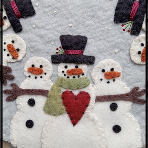 A Circle of Friends~christmas Snowmen Penny Rug Table/wall Mat MAILED ...