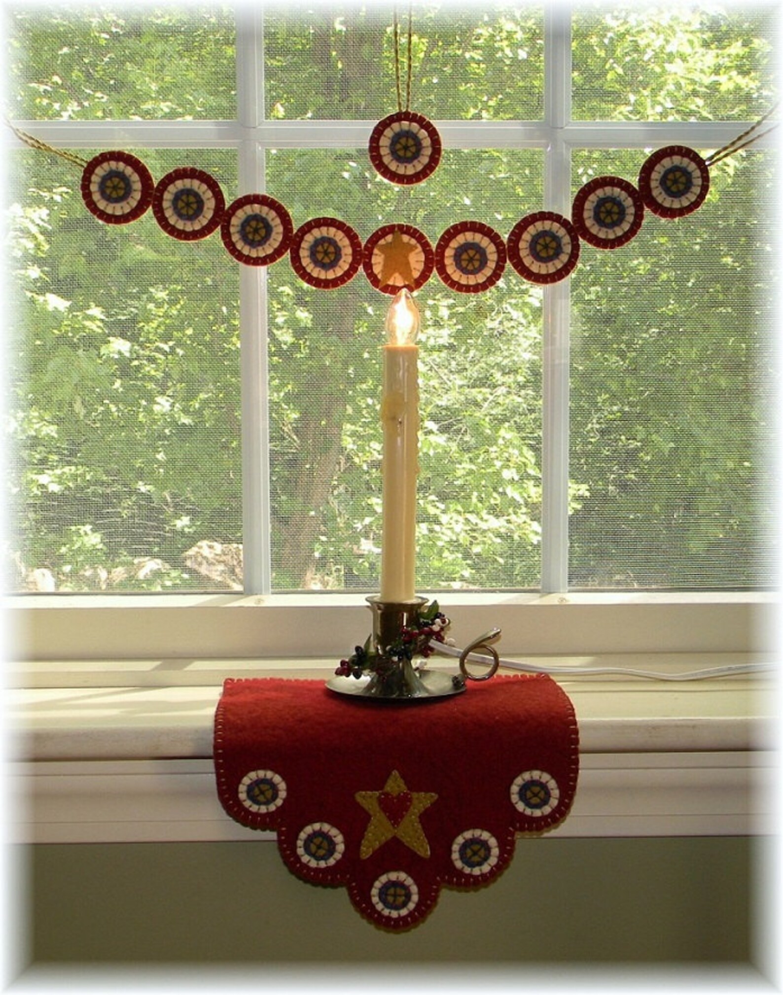 America Patriotic Windowsill Mat Garland & Shade Pull/ornie | Etsy