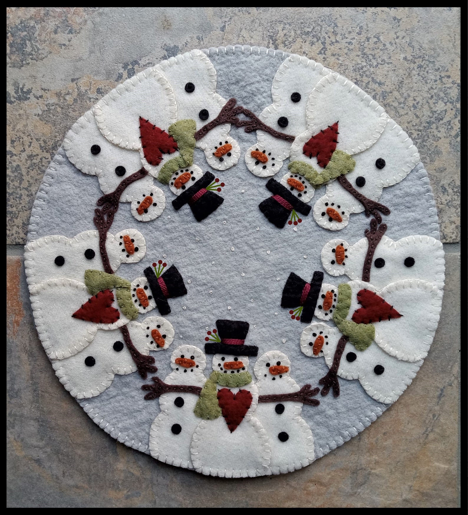 A Circle of Friendschristmas Snowmen Penny Rug Table/wall Mat - Etsy