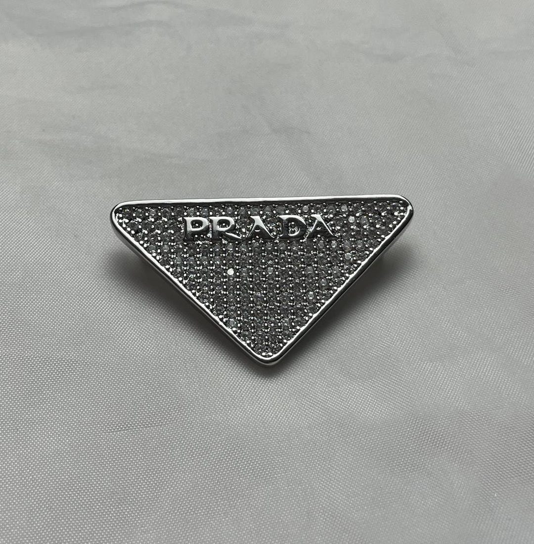 Vintage Wonderful Prada Brooch Silver Tone With Stones Good Condition ...