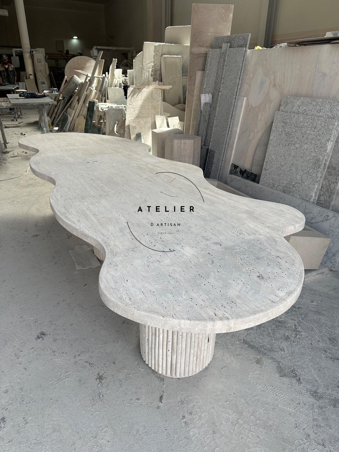 Travertine Dining Table, Oval Travertine Table, Irregular Shaped ...