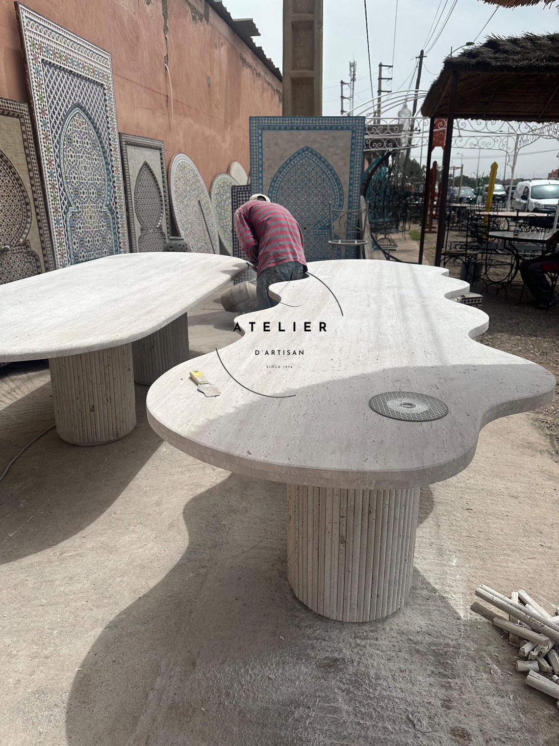 Travertine Dining Table, Oval Travertine Table, Irregular Shaped ...