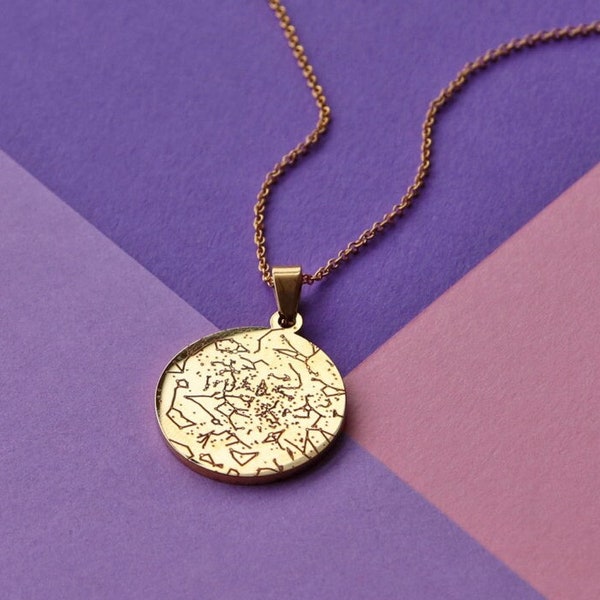 Gold Star Map Pendant - Etsy