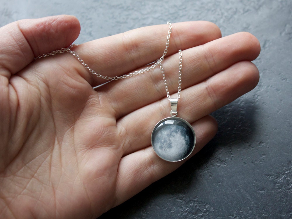 Custom Sterling Silver Birth Moon Necklace Personalised | Etsy