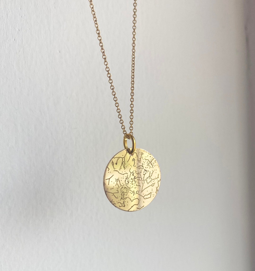 Custom Gold Star Map Necklace, Personalized Star Chart Necklace, Custom ...