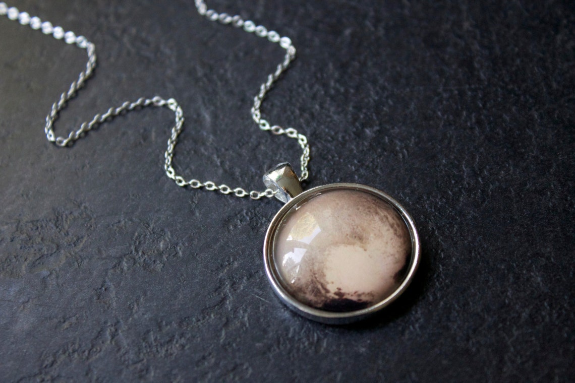 Pluto Necklace Silver Pluto Heart Pendant Solar System - Etsy