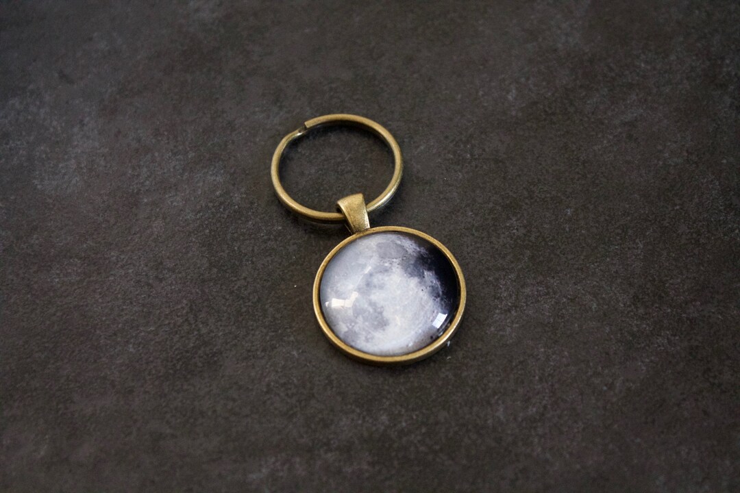 Bronze Moon Phase Keychain Moon Phase Keyring Glass Dome - Etsy