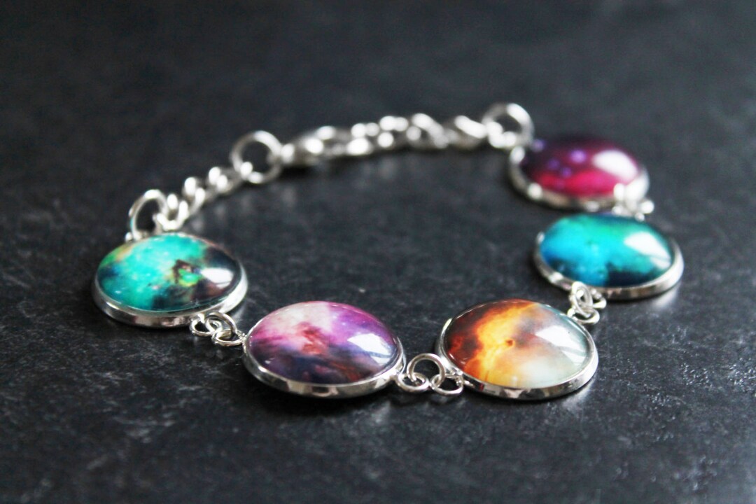 Rainbow Galaxy Bracelet, Solar System Bracelet, Celestial Bracelet Gift ...
