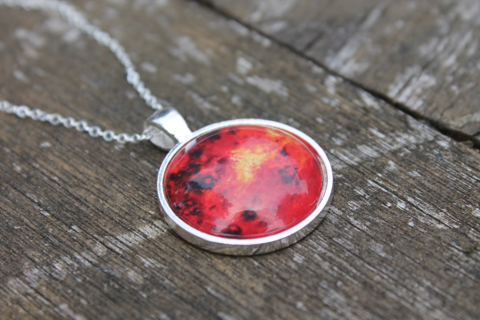 Silver Planet Venus Galaxy Solar System Glass Dome Necklace | Etsy