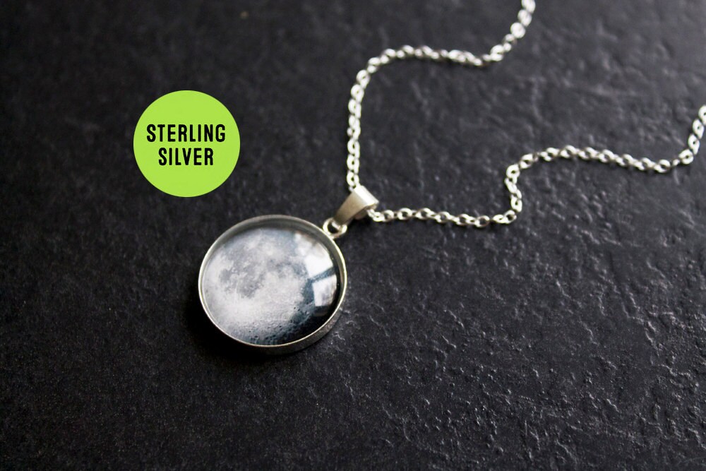 Sterling Silver Moon Phase Necklace Custom Moon Phase - Etsy