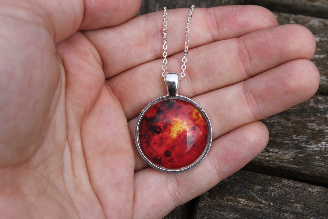 Silver Planet Venus Galaxy Solar System Glass Dome Necklace | Etsy