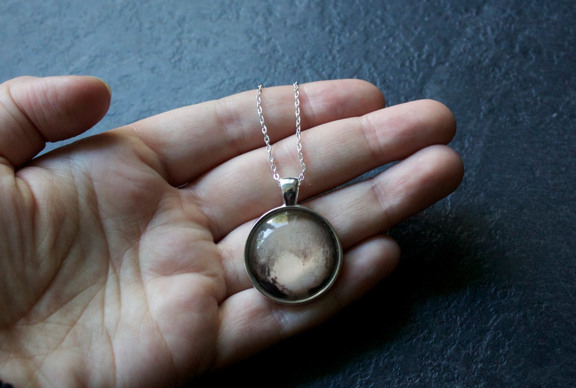 Pluto Necklace Silver Pluto Heart Pendant Solar System - Etsy