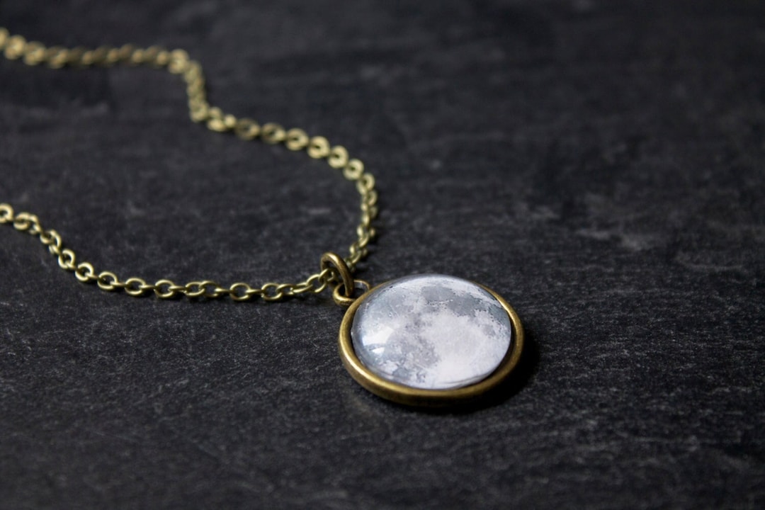 Full Moon Necklace, Moon Phase Necklace, Solar System Necklace , Moon ...