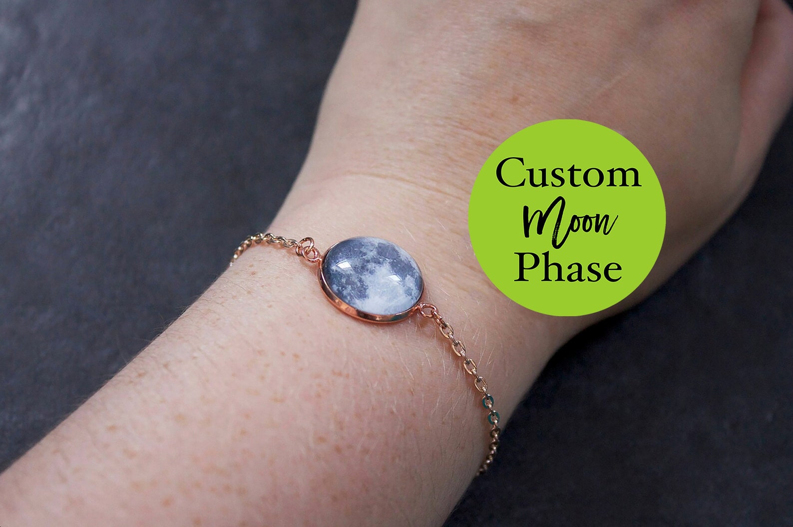 Rose Gold Custom Birth Moon Bracelet Personalized Moon Phase - Etsy